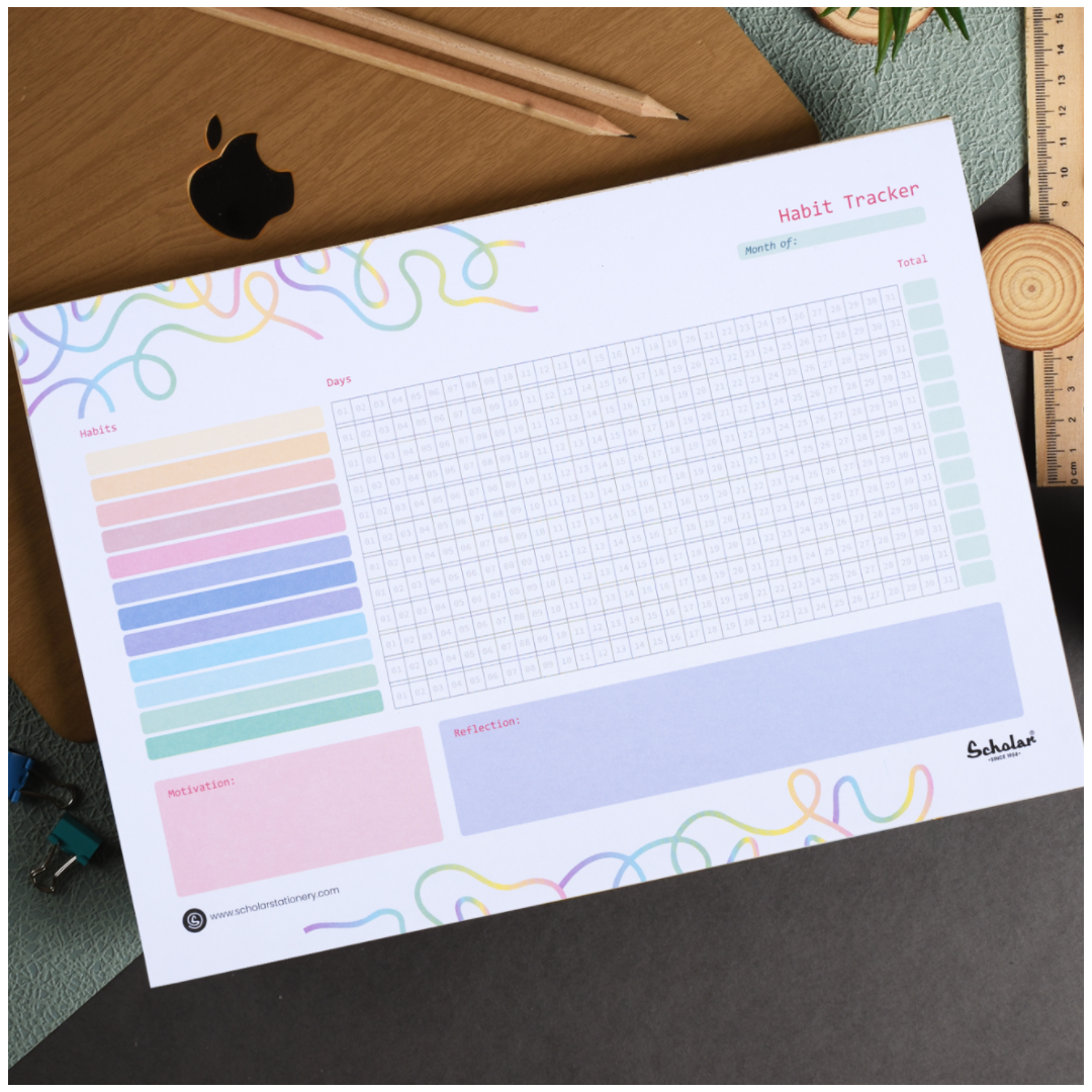 Scholar Habit Tracker - Monthly (Horizontal) – PEN SOUQ